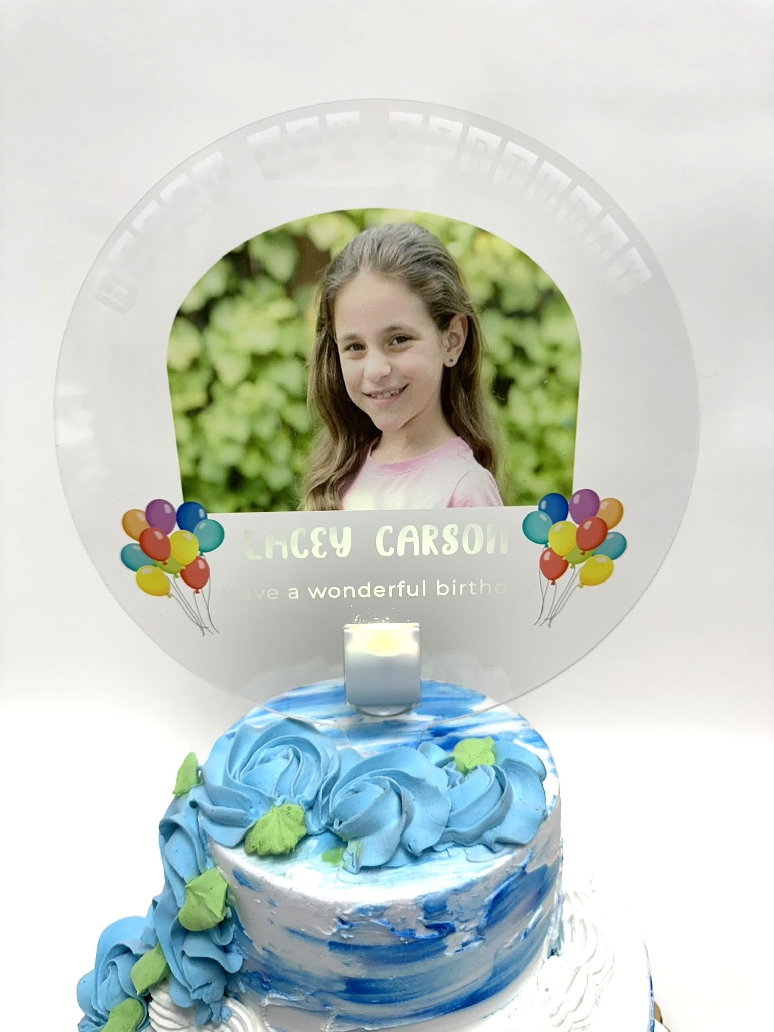 Photo Light Up Personalized Party Decor Happy Birthday Cake Top Topper With Any Photo Picture Logo Text - Mitzvah, Weddings, Birthday, Sweet 16, Anniversary, Baby Shower, Bridal Shower…