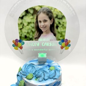 Photo Light Up Personalized Party Decor Happy Birthday Cake Top Topper With Any Photo Picture Logo Text - Mitzvah, Weddings, Birthday, Sweet 16, Anniversary, Baby Shower, Bridal Shower…