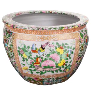 oriental furniture warehouse rose medallion asian fishbowl cachepot planter for indoor or outdoor garden