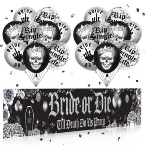 rumia black bachelorette party decorations bride or die banner rip single life balloons till death do us party decorations for halloween bachelorette party engagement bridal shower bride or die gift