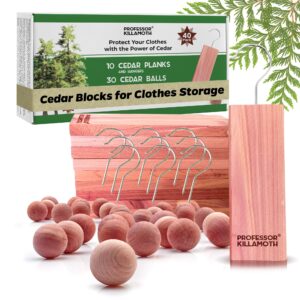 cedar blocks and balls for clothes storage 40 pack – stop clothes damage - 10 fresh cedar planks and hangers plus 30 cedar balls to protect your clothes