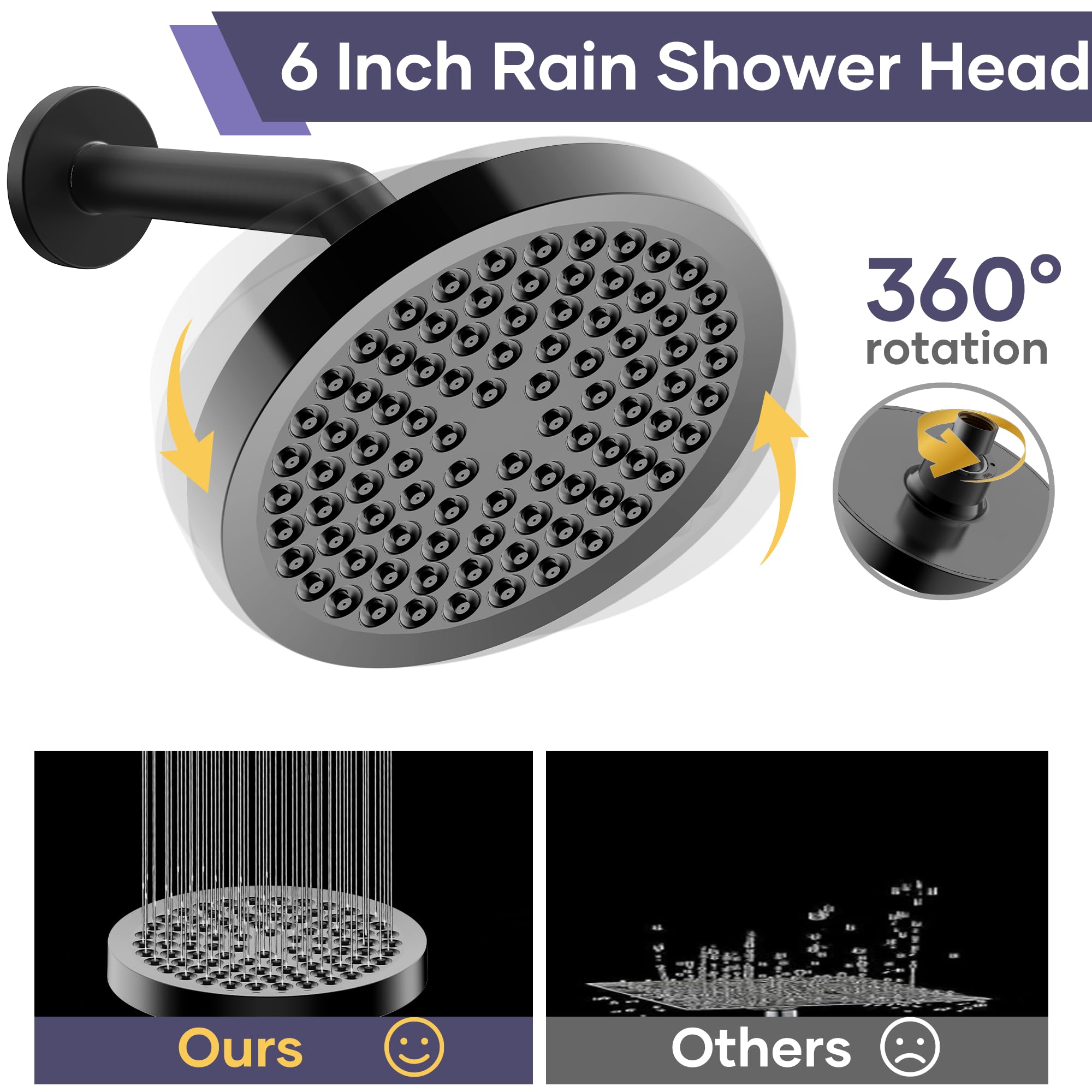 UltrTxenova Shower Head with Handheld Spray Combo, High Pressure Black Shower Head with Filters 10-Mode Rainfall Double Shower Head 78" Hose