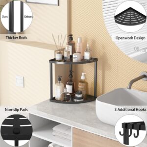 KOKSTOP 2-Tier Bathroom Counter Organizer, Metal Counter Corner Storage for Bathroom, Countertop, Modern Vanity Makeup Bathroom Shelf for Home, Kitchen, Black