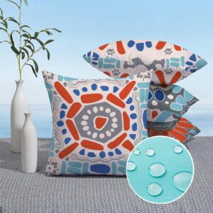 Mimkus Outdoor Waterproof Pillow Covers 18x18 Set of 4 Decorative Throw Pillow Covers Boho Geometric Cushion Covers for Couch Garden Patio Home Decor