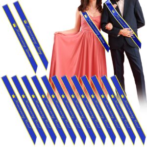 lasnten 14 pcs homecoming party prom sashes, including 12 pcs homecoming court sashes and 2 pcs crown prom king and queen sashes for homecoming school party accessories (blue, gold)