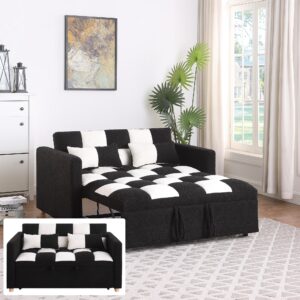 yeser twin sofa bed, sleeper sofa couch with pullout bed, teddy fabric sleeper chair lounge sofa, adjustable pull out couch home sofa living room, loveseat sofa 3 in 1convertible sofa bed, black