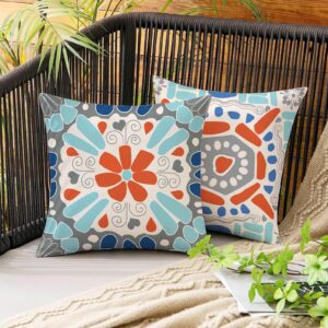 Mimkus Outdoor Waterproof Pillow Covers 18x18 Set of 4 Decorative Throw Pillow Covers Boho Geometric Cushion Covers for Couch Garden Patio Home Decor