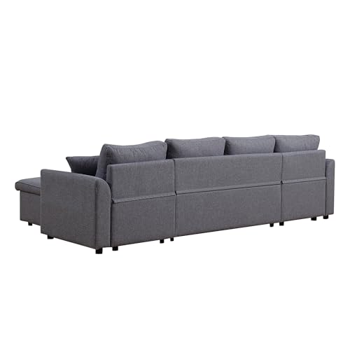 Eafurn Sectional Sleeper Sofa Bed with Storage Chaise Lounge, U Shape Oversized Convertible Corner Couch with Pull Out Bed, 5 Seater Reversible Pullout Sofabed Sofacama for Living Room Office