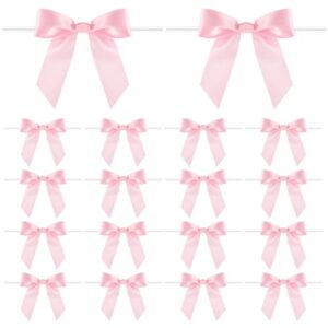 50pcs 3.5" small pink bow twist tie bows mini bows wedding favor ribbon bows for cookie candy bagging baby shower halloween thanksgiving