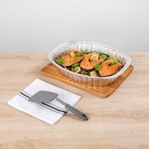 Restaurantware-Foil Lux 17.9 x 14.2 x 3.3 Inch Oval Roasting Pans, 10 Oven-Ready Foil Pans - Freezable, Heavy-Duty, Aluminum Foil Disposable Baking Pans, For Cooking Turkey, Chicken, And More