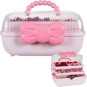 m0p6uh6k Cute Girls Hair Accessories Storage Box, Plastic Hair Ties Holder Hair Clips Container Headbands Organizer Gift for Baby Girls Multipurpose Organizer (Pink)