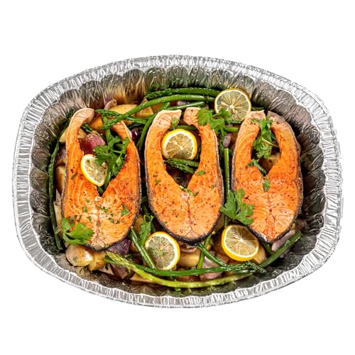 Restaurantware-Foil Lux 17.9 x 14.2 x 3.3 Inch Oval Roasting Pans, 10 Oven-Ready Foil Pans - Freezable, Heavy-Duty, Aluminum Foil Disposable Baking Pans, For Cooking Turkey, Chicken, And More