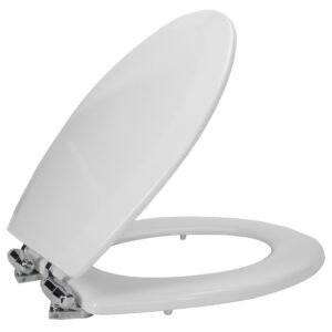 dalton toilet seat round soft close – white wooden round standard toilet seat for bathroom – design house, 544296