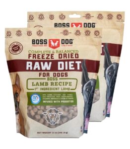 boss dog complete & balanced freeze dried raw diet for dogs, lamb recipe, 12 oz bag (bag of 2)