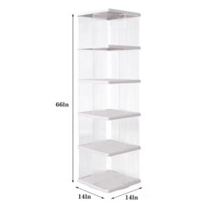 ZXFWRJDJ Rotating Bookshelf Tower, 360 Display Spinning Bookshelf,Small Corner Bookshelf for Small Space,Suitable for Bedrooms, Living Looms, Offices, and Study Rooms (White，5 Tier, 14x14x66