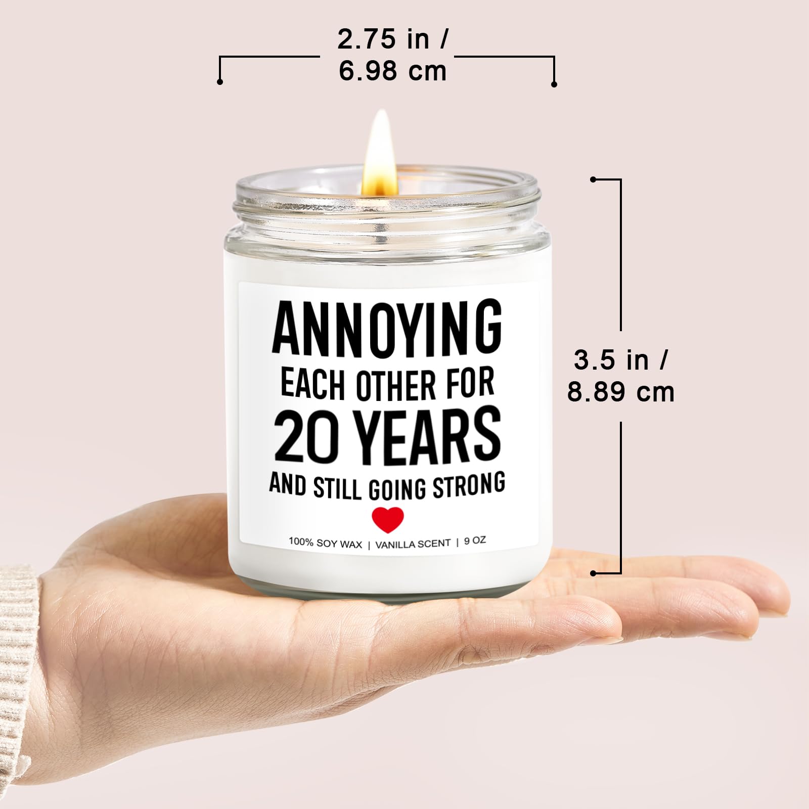 Younift 20 Years Candle, 20th Anniversary, Gifts for Couple, 20 Year Anniversary, Gifts for Him, Her, 20th Wedding Anniversary, Gifts for Wife, Husband, Friends, Funny Gifts, China Anniversary