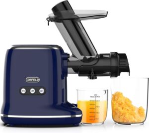 generic juicer machines, cold press juicer with 3 inch feed chute, high juice yield, whole fruit juicing masticating juicer for nutrient fruit and vegetables, pure juice, blue, zm1513