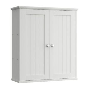 shintenchi bathroom wall cabinet, space saving medicine cabinet, over the toilet storage with 2 door & 3-tier storage space, white