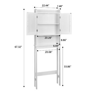 Deer Valley White Over The Toilet Storage Cabinet, Bathroom Storage Cabinet Organizer, Bathroom Shelf Over Toilet, DV-1BS0202