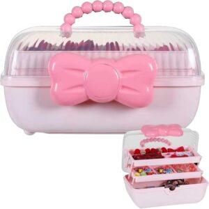 m0p6uh6k cute girls hair accessories storage box, plastic hair ties holder hair clips container headbands organizer gift for baby girls multipurpose organizer (pink)