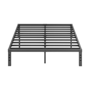 furnitui 14 inch high metal queen bed frame, platform bed frame queen size no box spring needed, easy assembly, noise free, sturdy, black