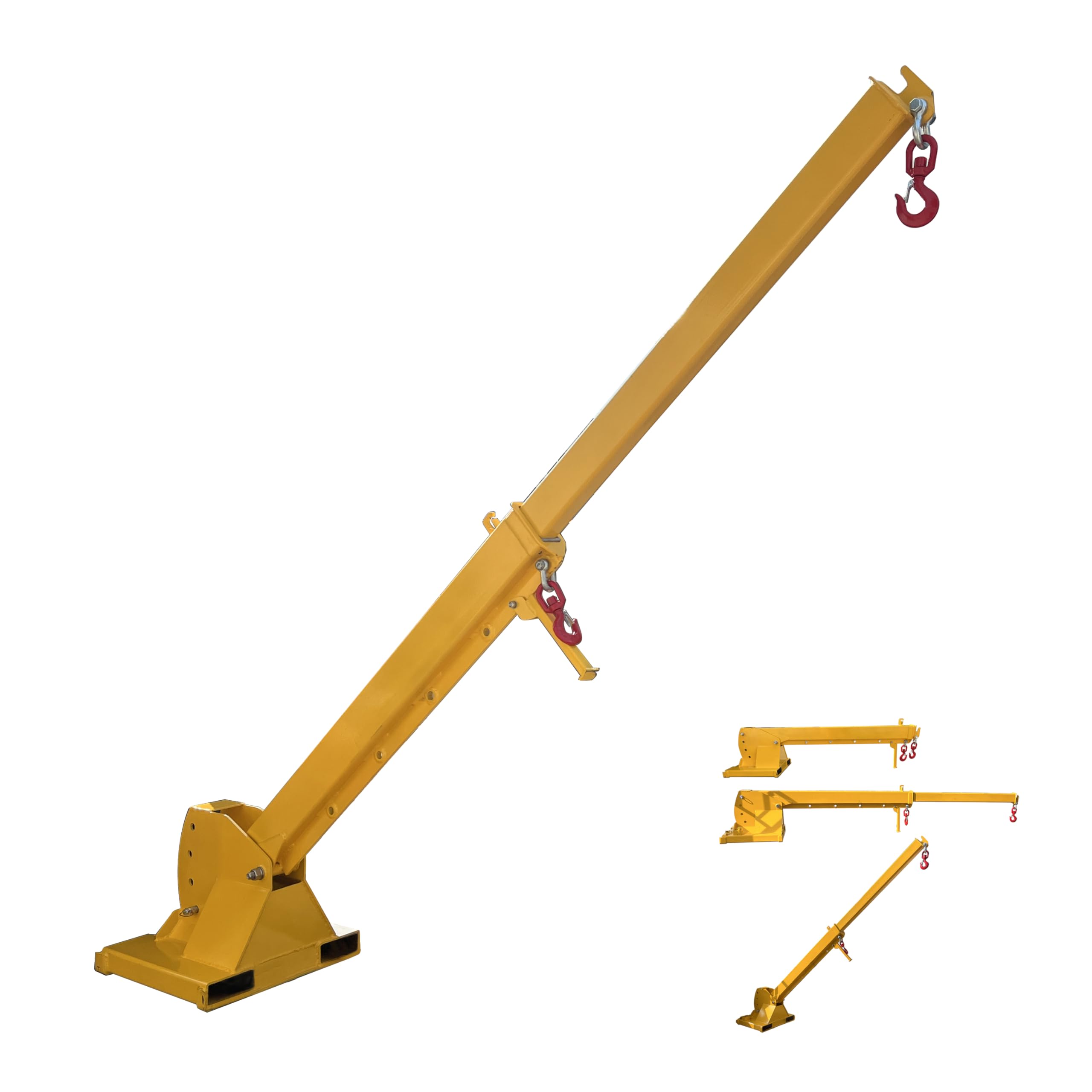 INTSUPERMAI Forklift Jib Boom Crane with 0-75° Adjustable Tilt Angle, 2 Ton/4400 LB Forklift Mobile Crane, Adjustable Forklift Crane Attachment with Truss Hoist Jib Boom Hook, Max 12.14ft/3.7m Length