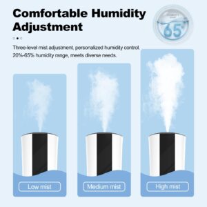 MIZUKATA HIKARI 6.5L Top-Fill Cool Mist Humidifier for large room/bedroom, Touch Screen, 55-Hour Operation, 8-Hour Timer, 3-Level Adjustable Mist, Auto Shutdown, Quiet Operation, Versatile Design