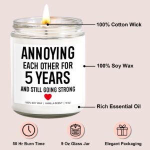 Younift 5 Years Candle, 5 Year Anniversary, Gifts for Her, Him, Gift for Men, 5 Year Wedding Anniversary, 5 Year Marriage, 5th Anniversary, Gifts for Wife, Husband, Couple, Funny Gifts