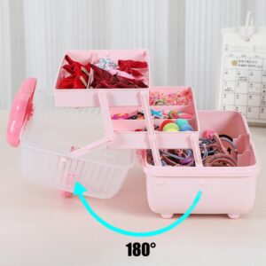 m0p6uh6k Cute Girls Hair Accessories Storage Box, Plastic Hair Ties Holder Hair Clips Container Headbands Organizer Gift for Baby Girls Multipurpose Organizer (Pink)