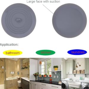 2Pcs Black and Grey Water Stopper Silicone Bathtub Drain Plug Cover Kitchen Bath Tub Sink Rubber Bath Tub Stopper, Kitchen Drains and Strainers Flat Suction Sink Stopper