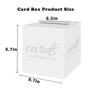 sunepany White Card Box Graduation Card Box Silver Card Box with Slot Card Box for Party Birthday Baby and Bridal Shower Funeral, Wedding Card Boxes for Reception Wedding Envelope Box