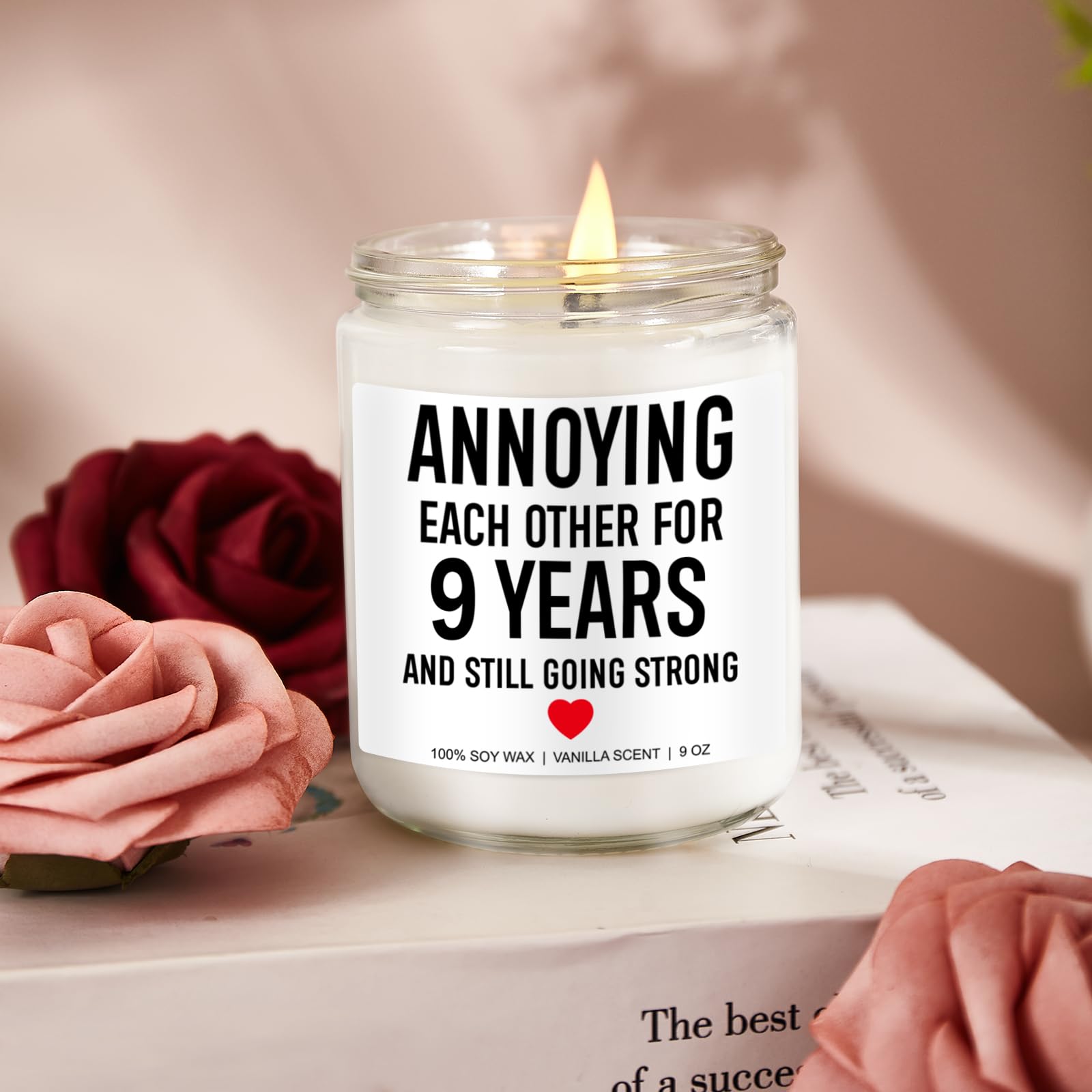 Younift 9 Years Candle, 9 Year Anniversary, Gifts for Him, Her, 9th Anniversary, Gifts for Husband, Wife, 9th Wedding Anniversary, Gifts for Couple, Funny Gifts, Pottery Anniversary