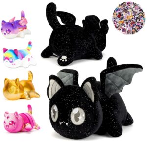 aoyingmrwj 61-pcs-bat cat plush +60-stickers-plush,cat plush toys blind box cat plush series-100% polyester embroidery plush pillow-cute popular cat plush collectibles(bat cat plush)