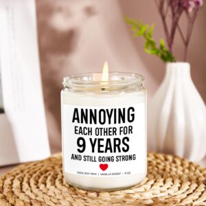 Younift 9 Years Candle, 9 Year Anniversary, Gifts for Him, Her, 9th Anniversary, Gifts for Husband, Wife, 9th Wedding Anniversary, Gifts for Couple, Funny Gifts, Pottery Anniversary