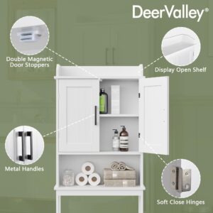 Deer Valley White Over The Toilet Storage Cabinet, Bathroom Storage Cabinet Organizer, Bathroom Shelf Over Toilet, DV-1BS0202