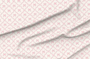 spoonflower fabric - pink bow ribbon trellis pastel baby grandmillennial chinoiserie printed on petal signature cotton fabric by the yard - sewing quilting apparel crafts decor