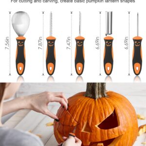 Luditek Pumpkin Carving Kit, 17 PCS Professional Stainless Steel Pumpkin Carving Tools with 3 Electronic Candles Lights and 10 Stencils, Jack-O-Lanterns Cutting Halloween Gifts for Adults