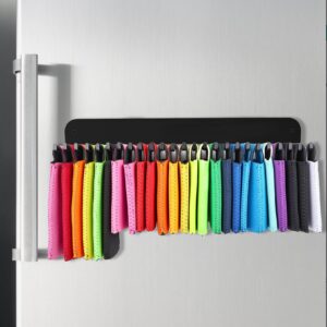 RESOVO Can Cooler Sleeves Holder Magnetic for Fridge, Beer Sleeves Dispenser Organizer for Storage w/ 25 Hooks, with Screws for Wall Mounted