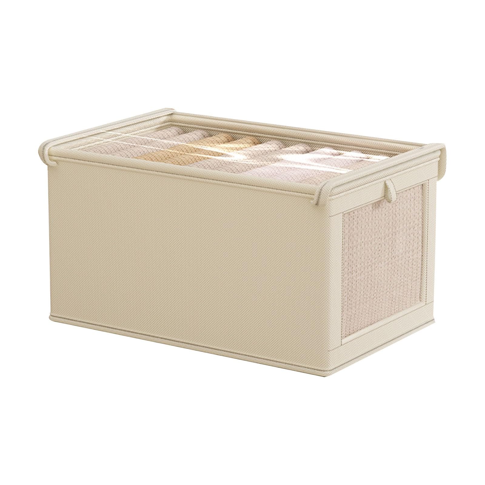 Oxford Cloth Window Visible Clothing Storage Box With Lid Large Fabric Storage Box for Home Storage (Beige)