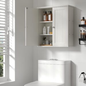 Shintenchi Bathroom Wall Cabinet, Space Saving Medicine Cabinet, Over The Toilet Storage with 2 Door & 3-Tier Storage Space, White