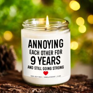 Younift 9 Years Candle, 9 Year Anniversary, Gifts for Him, Her, 9th Anniversary, Gifts for Husband, Wife, 9th Wedding Anniversary, Gifts for Couple, Funny Gifts, Pottery Anniversary