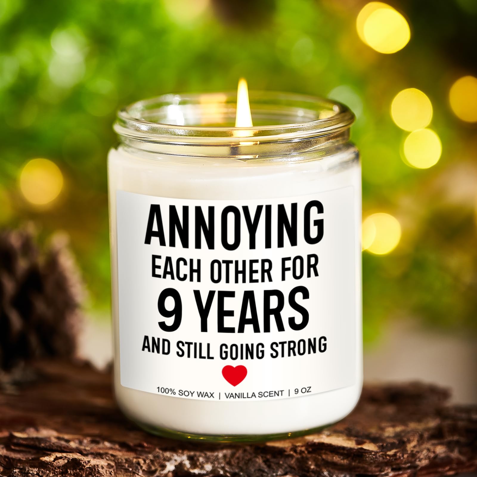 Younift 9 Years Candle, 9 Year Anniversary, Gifts for Him, Her, 9th Anniversary, Gifts for Husband, Wife, 9th Wedding Anniversary, Gifts for Couple, Funny Gifts, Pottery Anniversary