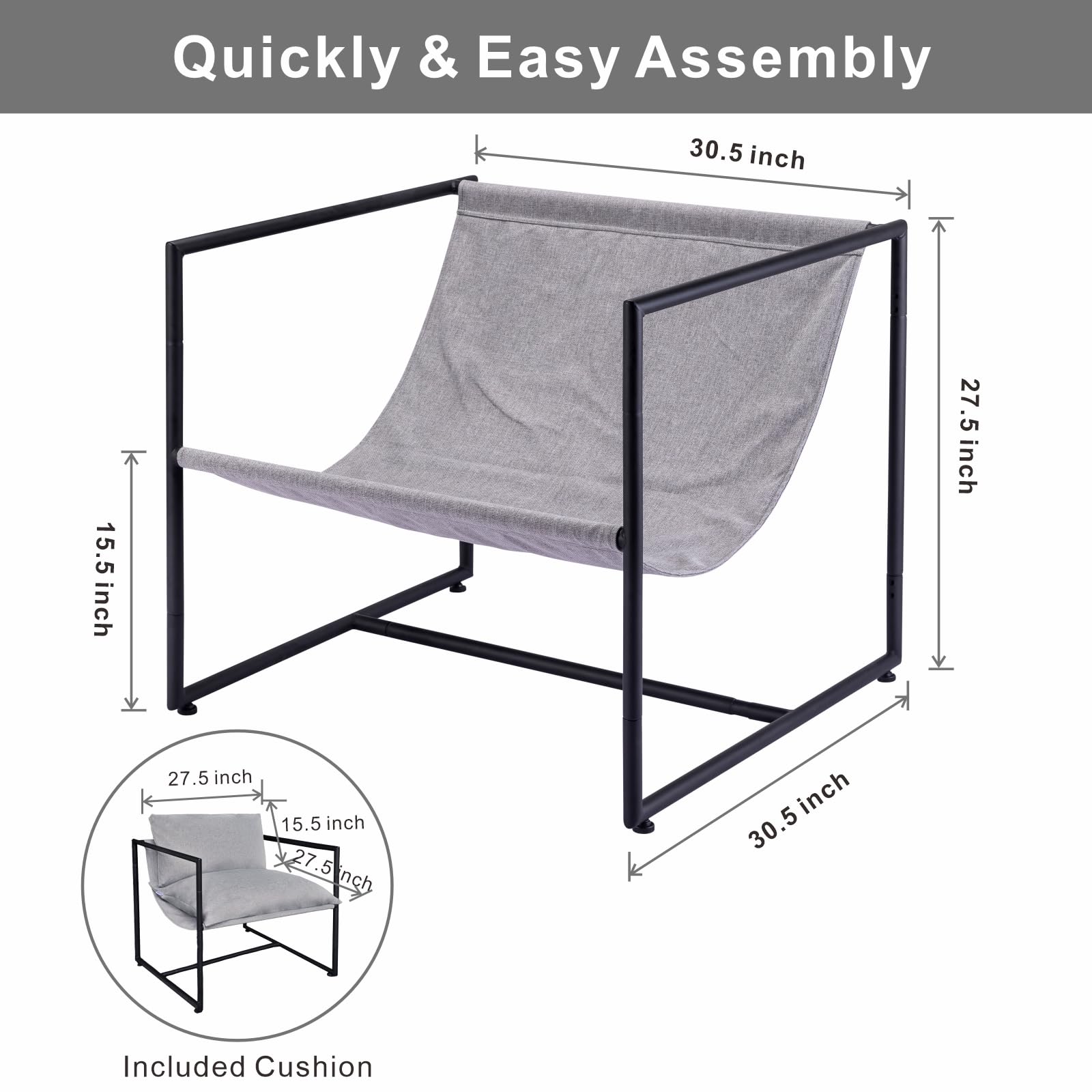 Patio Dining Chairs, Outdoor Patio Furniture Set Armchair with Chair Cushions Seatback All Weather Metal Patio Furniture Iron Frame for Patio Deck Garden Yard Balcony Living Room Porch Poolside