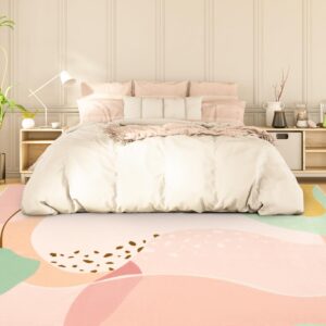 tchdio-pink rug-soft rugs for living room-washable rugs 8x10-no slip rugs for bedroom girl,nursery,dorm,kids room,living room,playroom-pink carpet