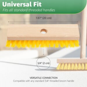 Deck Scrub Brush Head 7.87" - Deck Brush for Scrubbing Heavy Duty, Concrete Brush with Hard Nylon Bristles, Scrub Broom Head, Outdoor Stiff Bristle Brush for Cleaning Wooden Deck, Floor Scrub Brush