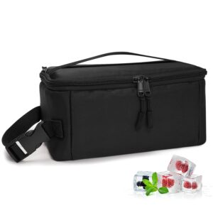 cerbonny small lunch bag,small cooler bag,freezable snack bag for kids/adult,mini cooler bag with buckle handle,insulated cooler bag for work school travel,black