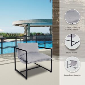 Patio Dining Chairs, Outdoor Patio Furniture Set Armchair with Chair Cushions Seatback All Weather Metal Patio Furniture Iron Frame for Patio Deck Garden Yard Balcony Living Room Porch Poolside