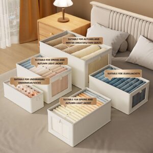 Oxford Cloth Window Visible Clothing Storage Box With Lid Large Fabric Storage Box for Home Storage (Beige)