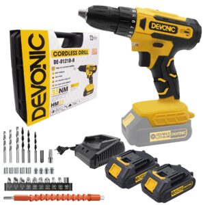 devonic cordless drill set,21v electric drill with 2 lithium battery and charger,3/8"keyless chuck,25+1 torque setting and 28pcs drill screwdriver bits