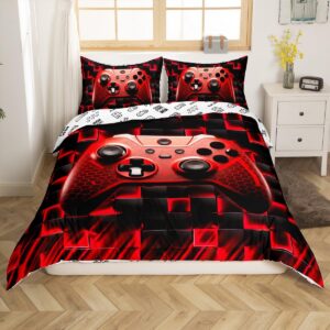 geometric gamepad kids duvet cover set queen size,honeycomb squares grids ombre gamers bedding set,boys men room decor,gaming videogame controller comforter cover,red quilt cover,2 pillowcases